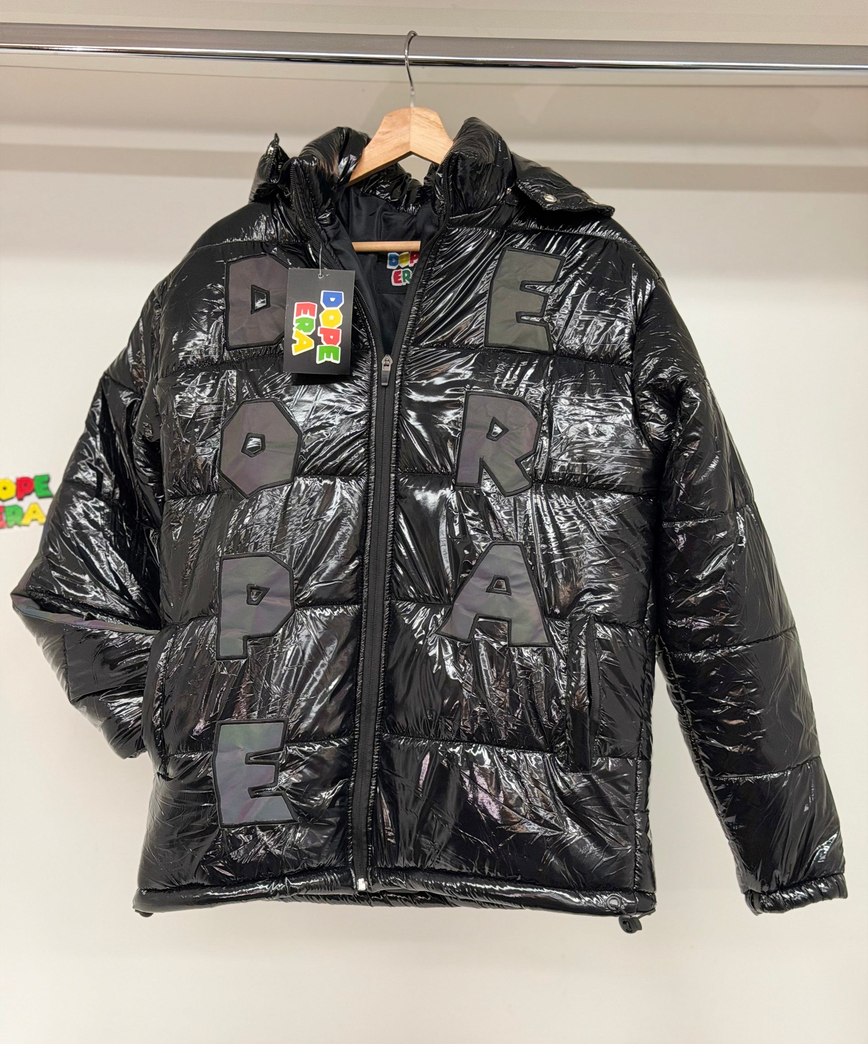 BLACK DOPE ERA REFLECTIVE SHINY PUFF JACKET – Dope Era